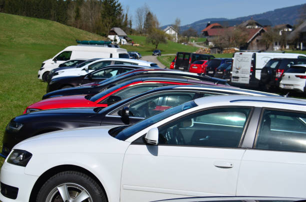Free Stock Photo of Countryside parking lot with multiple cars ...