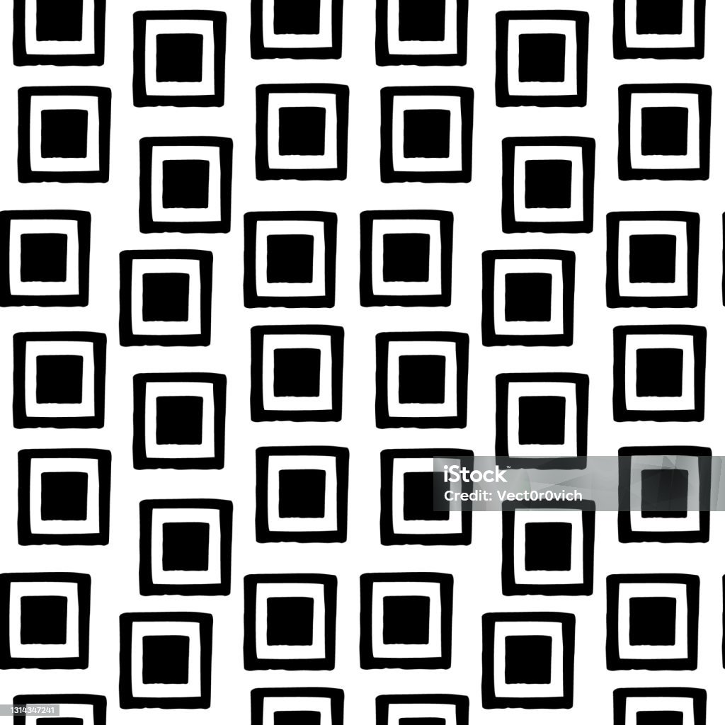 Black And White Square Shapes Seamless Pattern Endless Repeatable