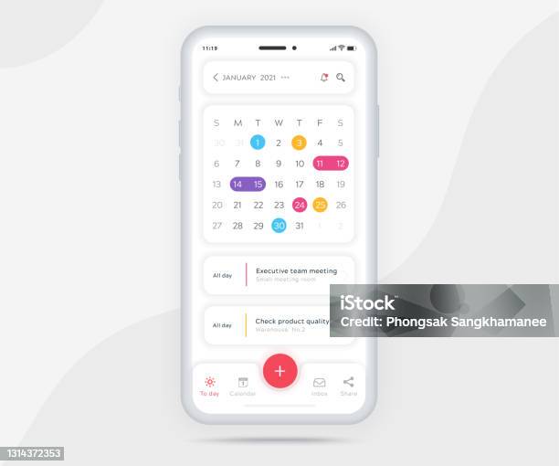 Concept De Planificateur De Calendrier Dapplication Mobile Modèle De