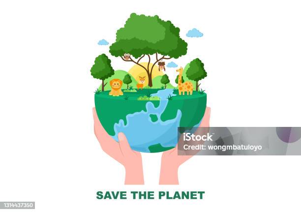 Sauvez Notre Illustration De Planète Terre À Lenvironnement Vert Avec