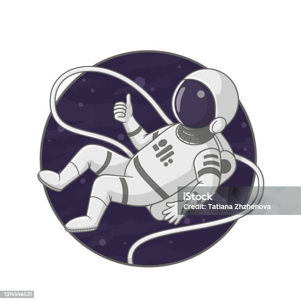 Astronaute Flottant Sur Une Attache Dans Lespace Pouces Vers Le Haut Du