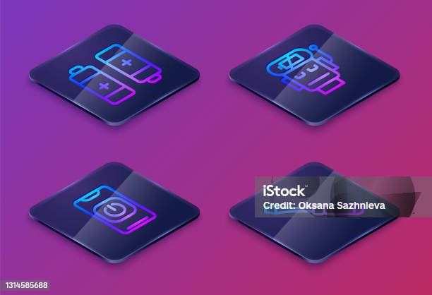 Set Isometric Line Battery Turn Off Robot From Phone Robot Low Battery ... Set Isometric Line Battery Turn Off Robot From Phone Robot Low Battery ...