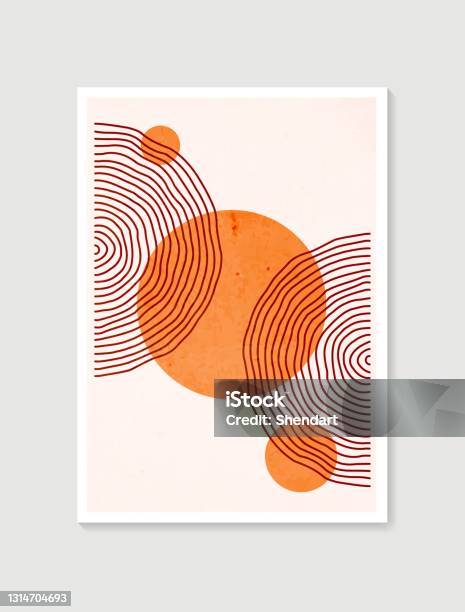 Geometris Trendi Estetika Abstrak Minimalis Tangan Digambar Poster