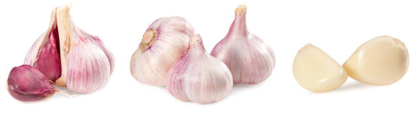 Free Stock Photo of Three Different Types of Garlic on a White ...