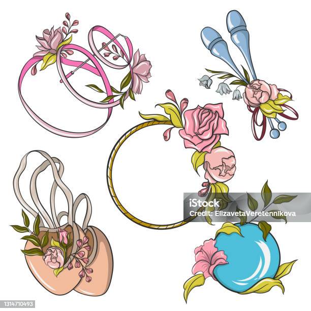 Set Of Rhythmic Gymnastics Items Stock Illustration Download Image
