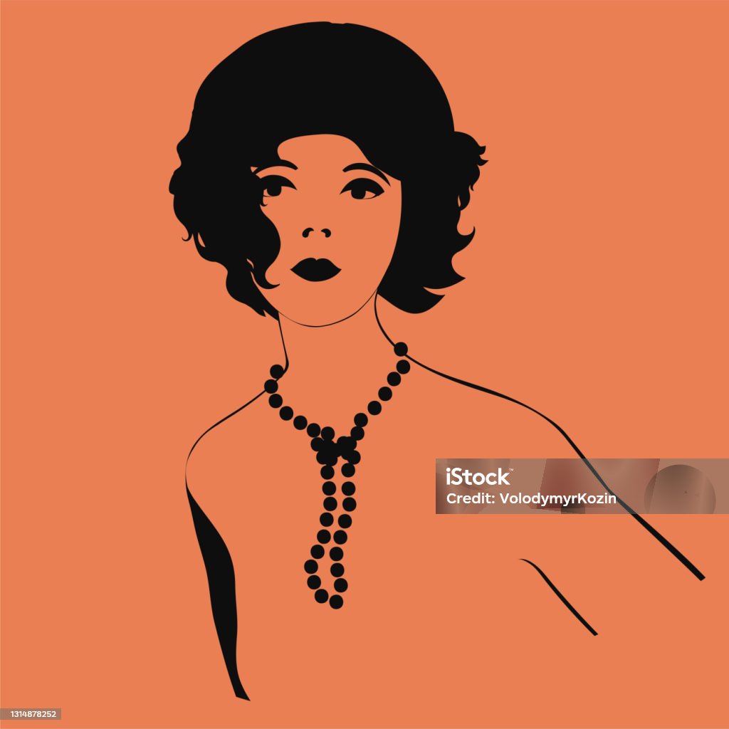 Elegant Dark Haired Girl With Short Hair Stock Illustration Download