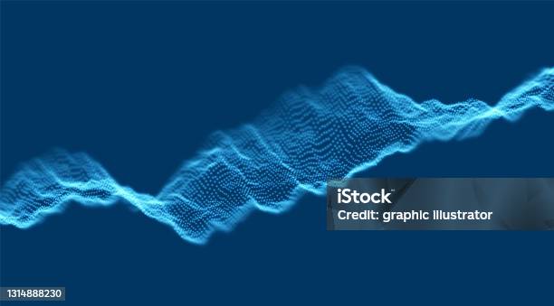 Gelombang Partikel Biru Dinamis Visualisasi Suara Abstrak Struktur