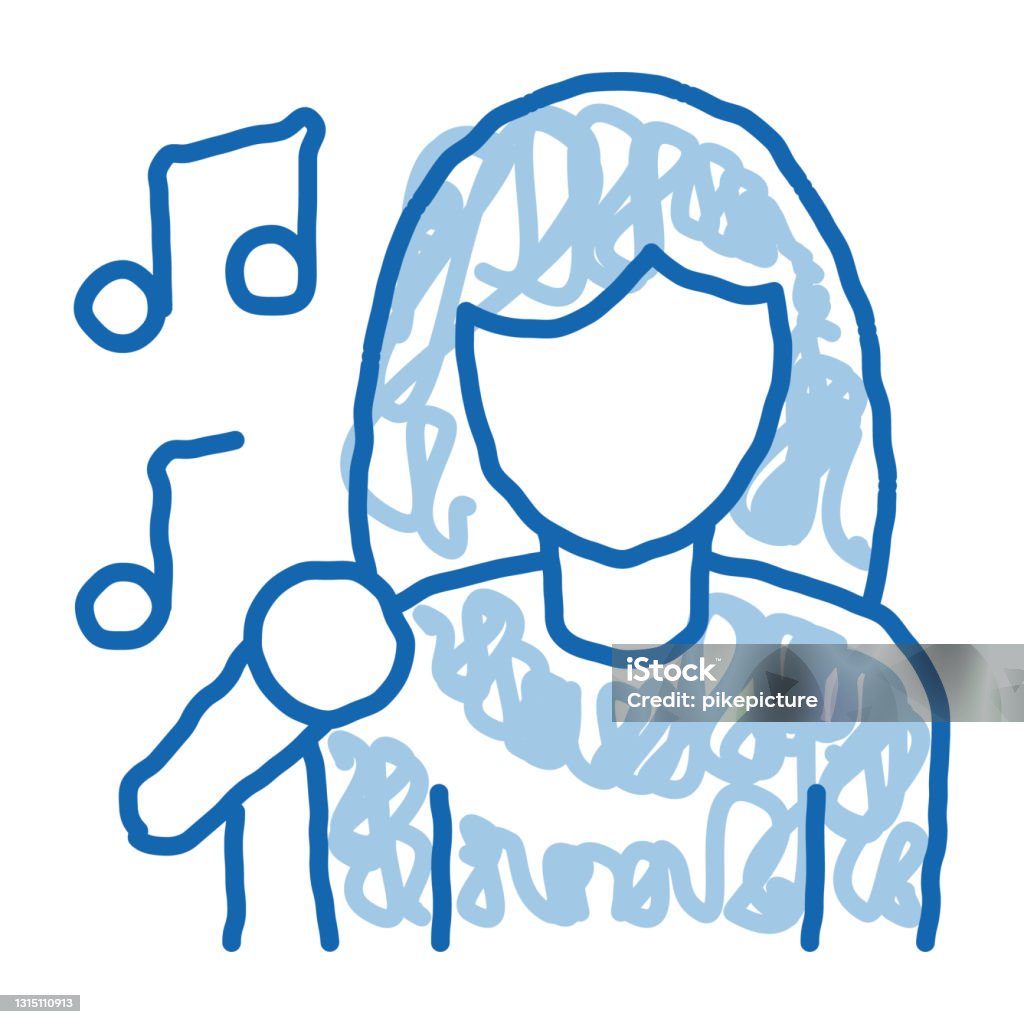 Penyanyi Wanita Dengan Mikrofon Sing Recital Vector Ilustrasi Stok