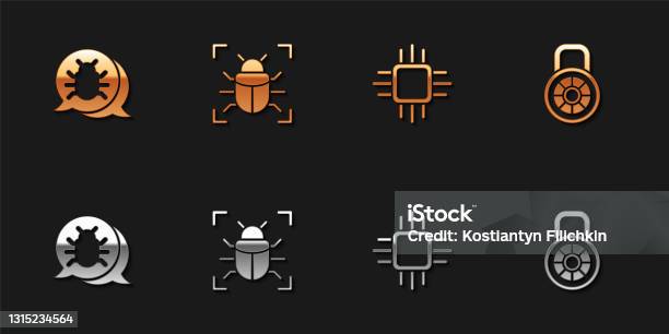 Atur Bug Sistem Prosesor Dengan Microcircuits Cpu Dan Ikon Kunci