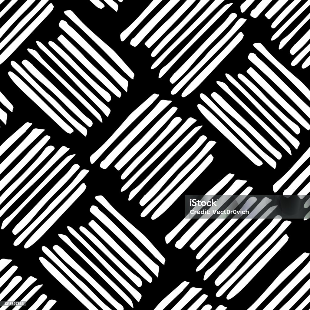 Hitam Dan Putih Bentuk Geometris Abstrak Pola Mulus Ilustrasi Vektor