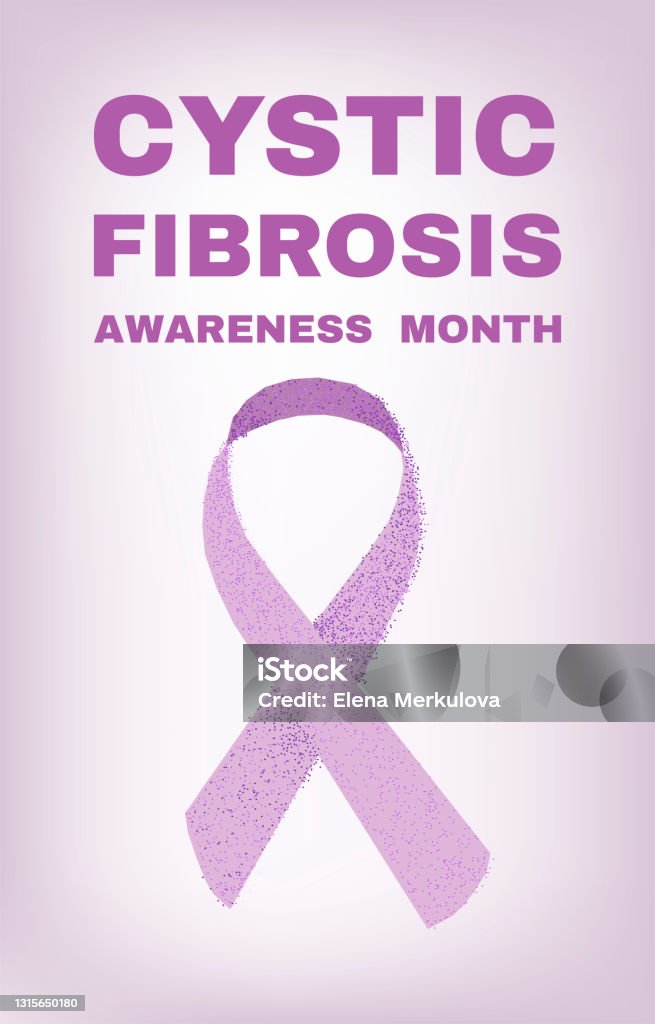 Cystic Fibrosis Awareness Month Banner Template With Purple Ribbon