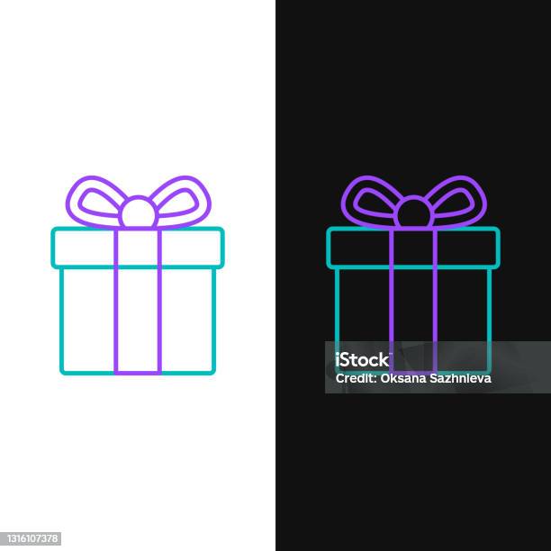 Ikon Kotak Hadiah Baris Diisolasi Pada Latar Belakang Putih Dan Hitam ... Ikon Kotak Hadiah Baris Diisolasi Pada Latar Belakang Putih Dan Hitam ...