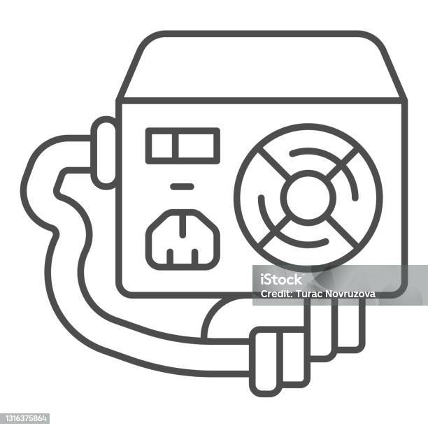 Power Supply Unit Thin Line Icon Pcrepair Concept Fan Mains Socket And