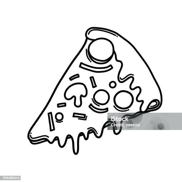 Icône Vectorielle Pizza Doodle Dessin Dillustration Dillustration