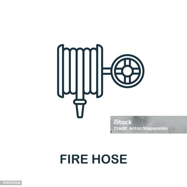 Ikon Kerangka Fire Hose Elemen Konsep Garis Tipis Dari Koleksi Ikon