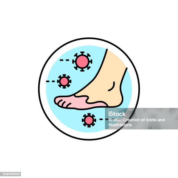 Vetores De Ícone Da Linha De Cores Mycosis Doença De Dermatologia