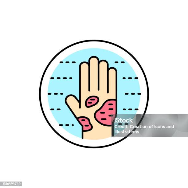 Eczema Color Line Icon Dermatology Disease Isolated Vector Element