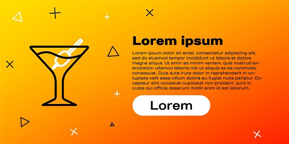 Graphisme En Verre De Martini De Ligne Disolement Sur Le Fond Jaune