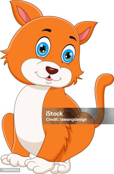 Dessin Animé Mignon De Chat Disolement Sur Le Fond Blanc Vecteurs