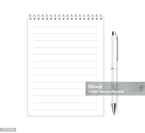 Notepad Spiral Realistis Dengan Pena Notebook Kosong Dan Pulpen ... Notepad Spiral Realistis Dengan Pena Notebook Kosong Dan Pulpen ...