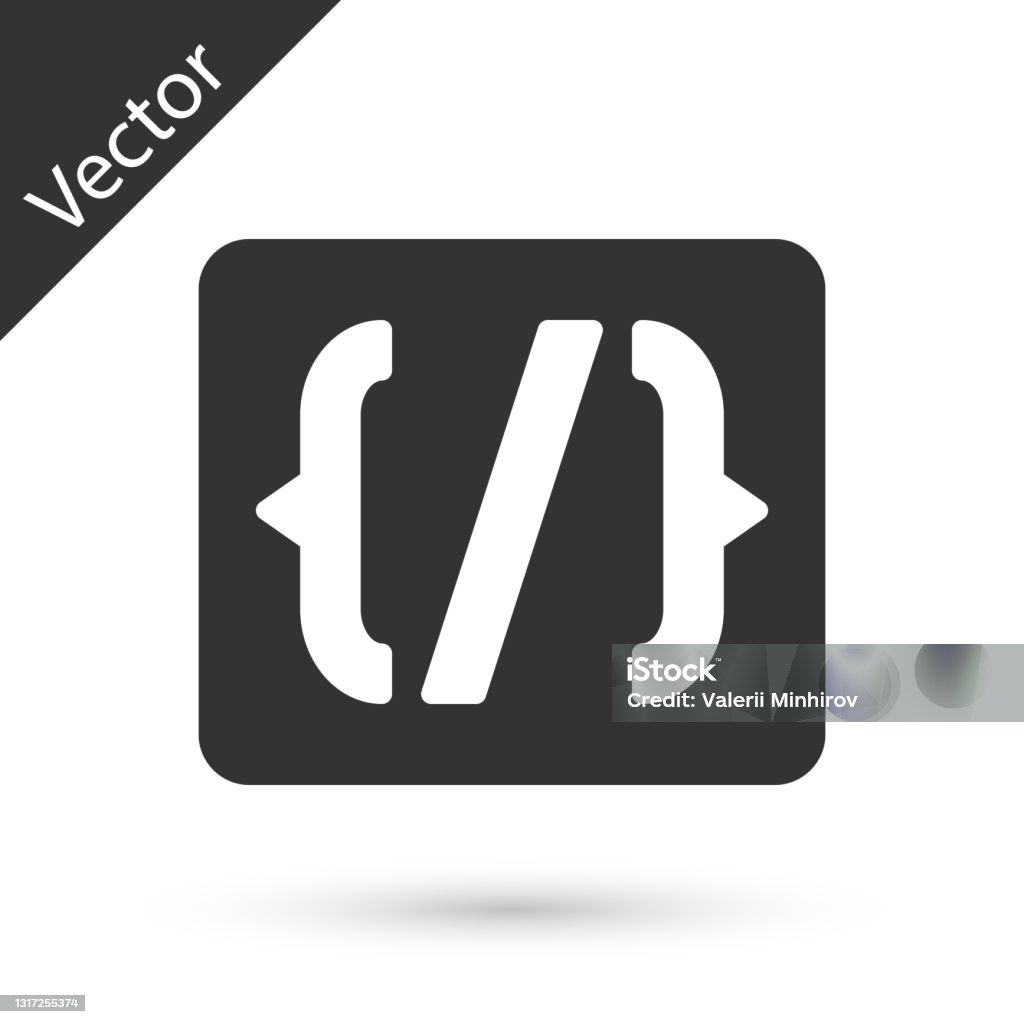 Grey Programming Language Syntax Icon Isolated On White Background