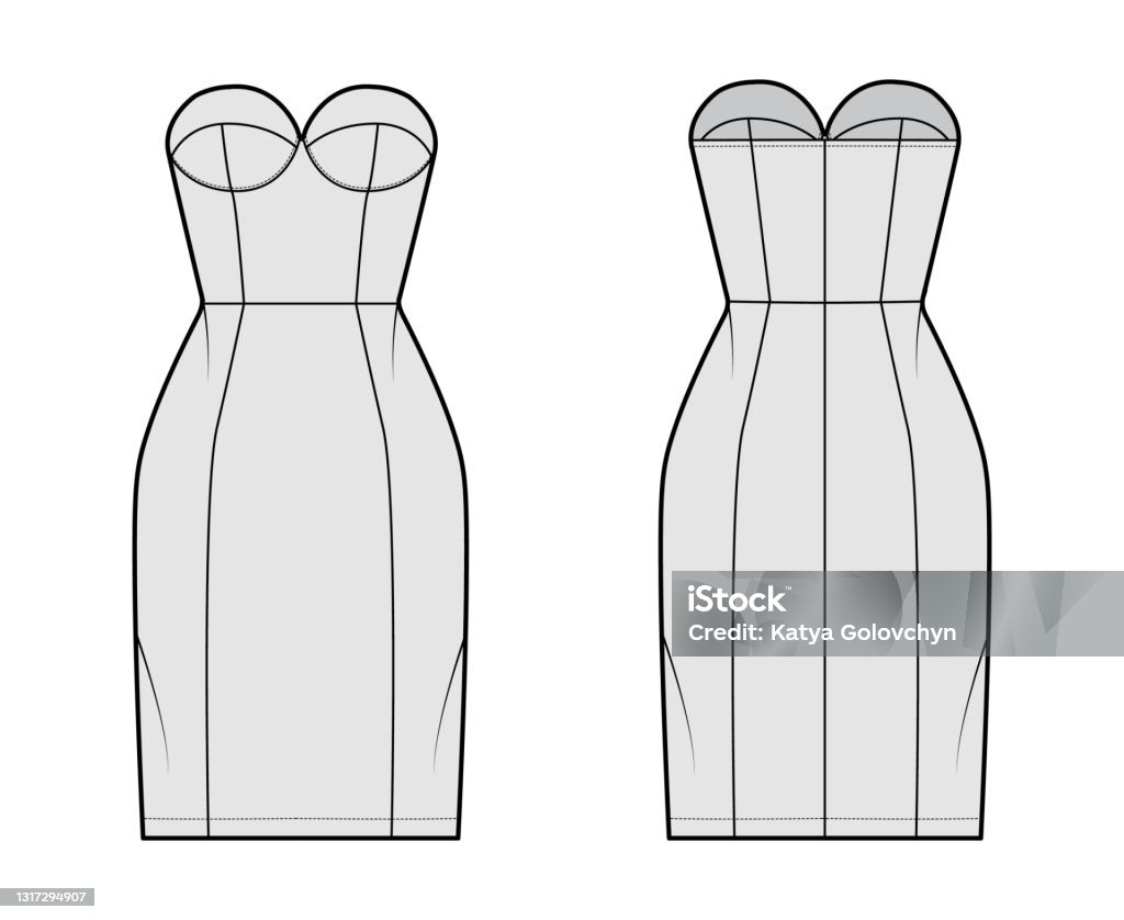 Illustration Technique De Mode De Robe De Tube Avec Bustier Bustier