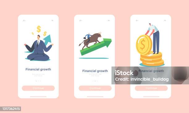 Templat Layar Onboard Halaman Aplikasi Seluler Pertumbuhan Keuangan
