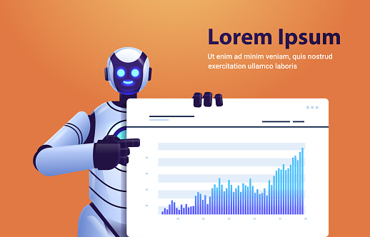 Robot Modern Menganalisis Statistik Grafik Data Keuangan Menganalisis