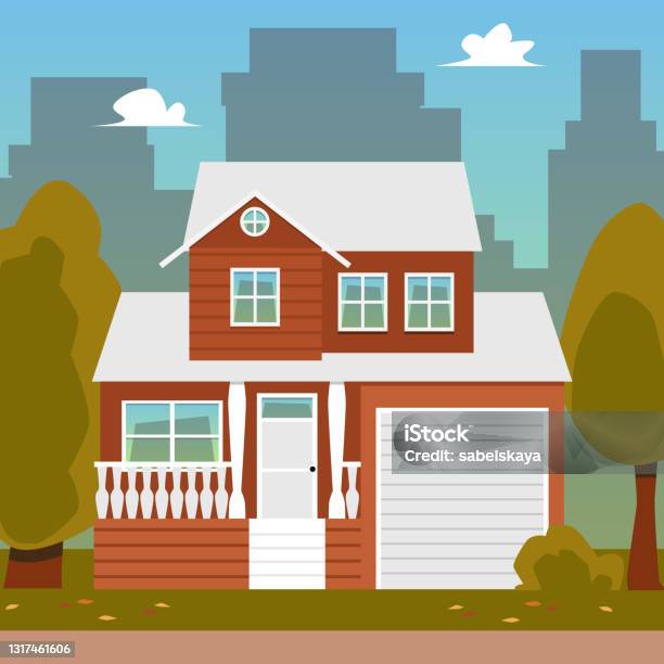 Latar Belakang Pemandangan Kota Dengan Ilustrasi Vektor Datar Rumah ... Latar Belakang Pemandangan Kota Dengan Ilustrasi Vektor Datar Rumah ...