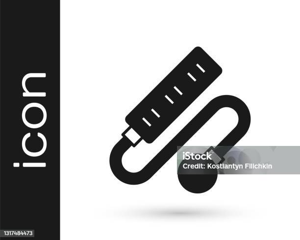 Ikon Kabel Ekstensi Listrik Hitam Terisolasi Pada Latar Belakang Putih