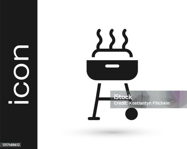Ikon Panggangan Barbekyu Hitam Terisolasi Pada Latar Belakang Putih