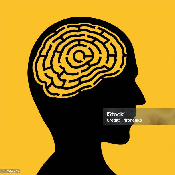 Siluet Kepala Manusia Dengan Labirin Bukan Otak Di Dalamnya Ilustrasi