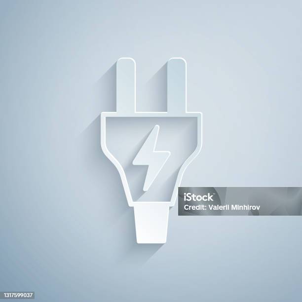 Ilustración De Corte De Papel Icono Del Enchufe Eléctrico Aislado Sobre