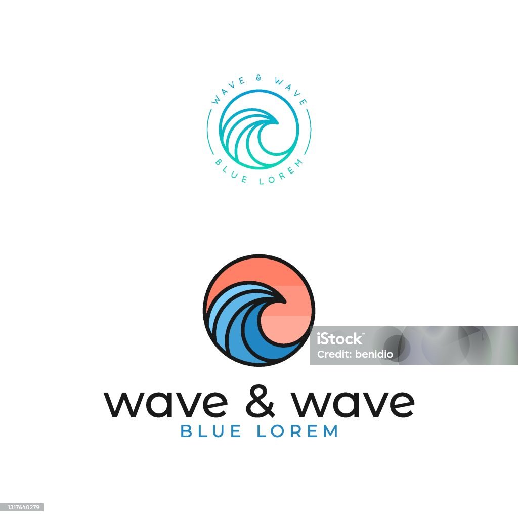 Vetores De Conjunto De Ondas Onda Oceânica Ou Marítima No Fundo Branco