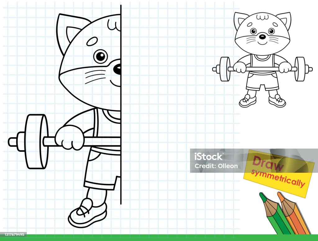 Menggambar Secara Simetris Mewarnai Garis Besar Halaman Kucing Kartun ... Menggambar Secara Simetris Mewarnai Garis Besar Halaman Kucing Kartun ...