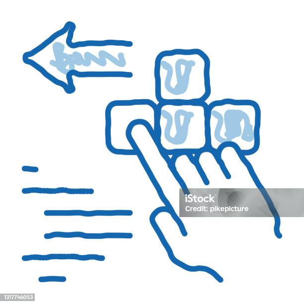 Tekan Tombol Pengontrol Permainan Doodle Ikon Tangan Digambar Ilustrasi