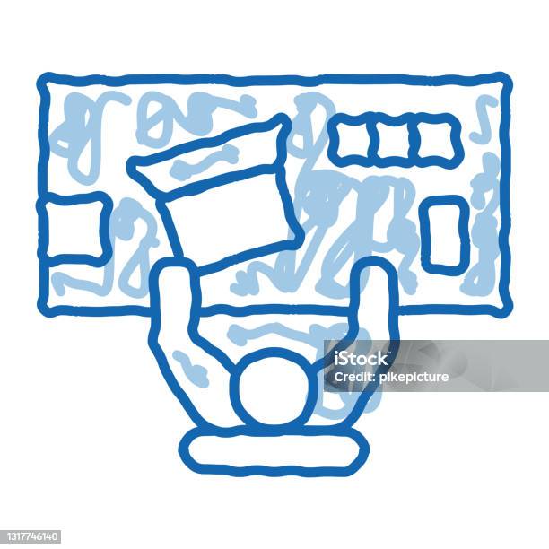 Illustration Dessinée À La Main Dicône De Doodle De Lieu De Travail De