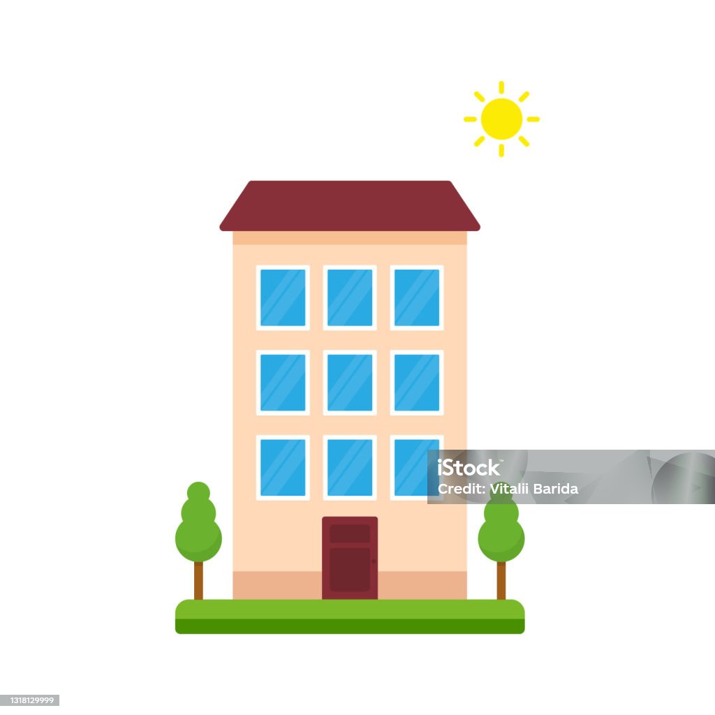 Membangun Ikon Datar Rumah Modern Dan Simbol Real Estat Ilustrasi Stok