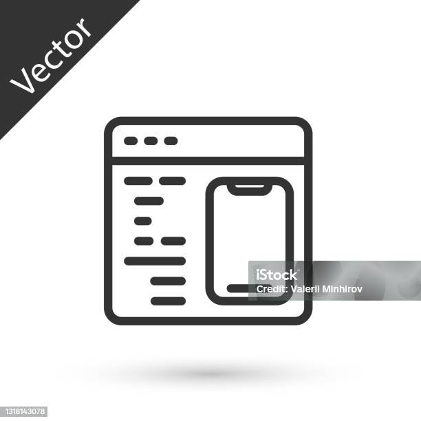 Grey Line Software Web Developer Programming Code Icon Isolated On ... Grey Line Software Web Developer Programming Code Icon Isolated On ...