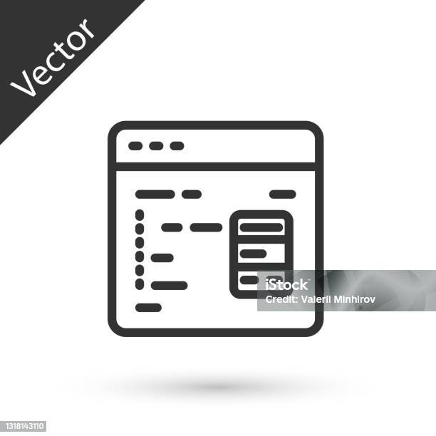 Grey Line Software Web Developer Programming Code Icon Isolated On White Background Javascript