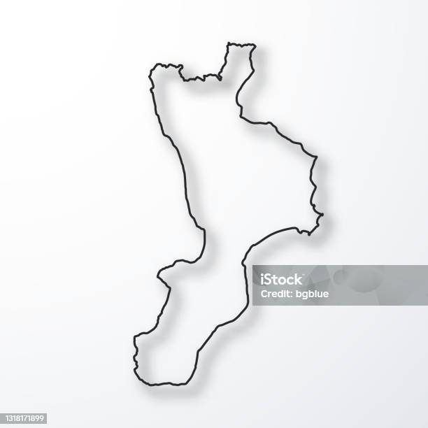 Carte De Calabre Contour Noir Avec Lombre Sur Le Fond Blanc Vecteurs