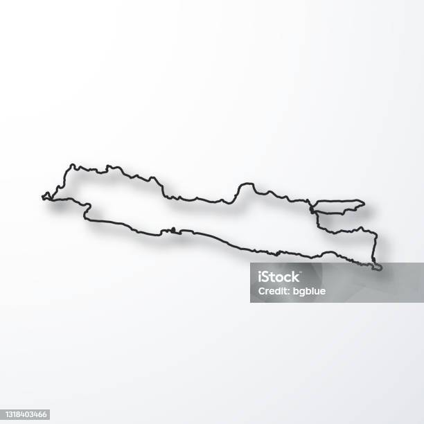 Carte De Java Contour Noir Avec Lombre Sur Le Fond Blanc Vecteurs