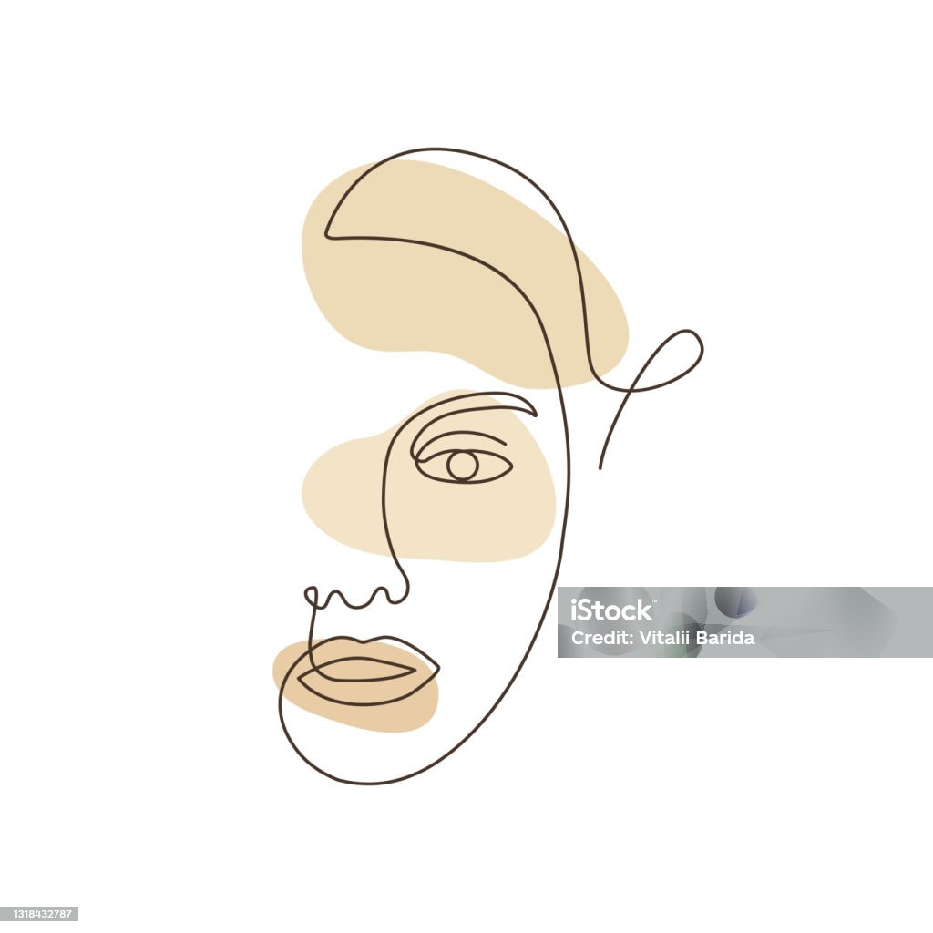Un Visage De Dessin De Femme De Ligne Minimalisme Art Verticale Femelle