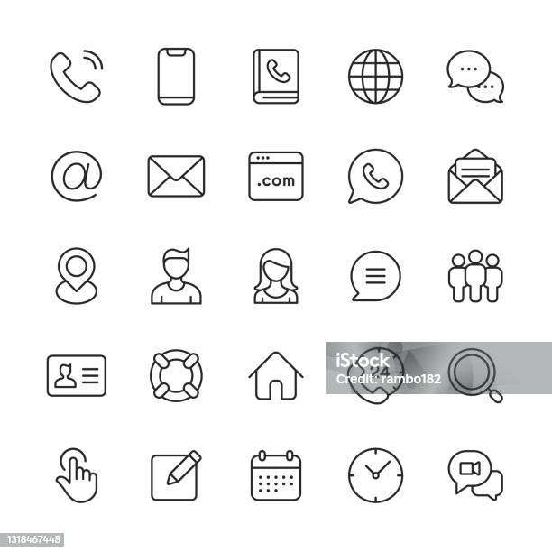 Contacteznous Les Icônes De Ligne Course Modifiable Pixel Parfait Pour