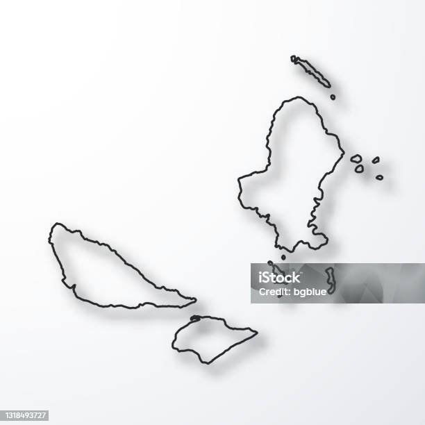 Carte De Wallis Et Futuna Contour Noir Avec Lombre Sur Le Fond Blanc