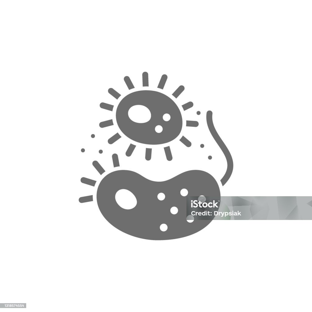 Bacteria Viruses Germs Grey Icon Isolated On White Background Stock