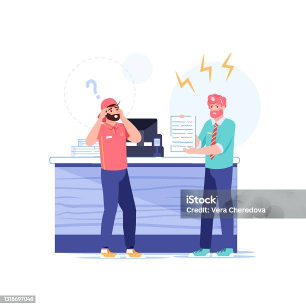 Karakter Karyawan Manajer Bos Kartun Datar Konsep Ilustrasi Vektor