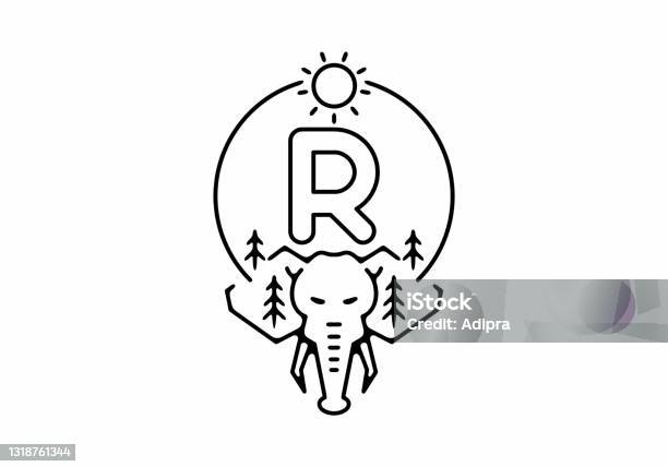 Ilustrasi Seni Garis Hitam Kepala Gajah Dengan Desain Huruf Awal R ... Ilustrasi Seni Garis Hitam Kepala Gajah Dengan Desain Huruf Awal R ...