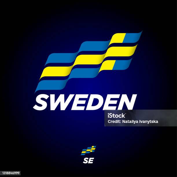 Sveriges Flagga Flaggan Består Av Gula Och Blå Ränder Vektorgrafik Och