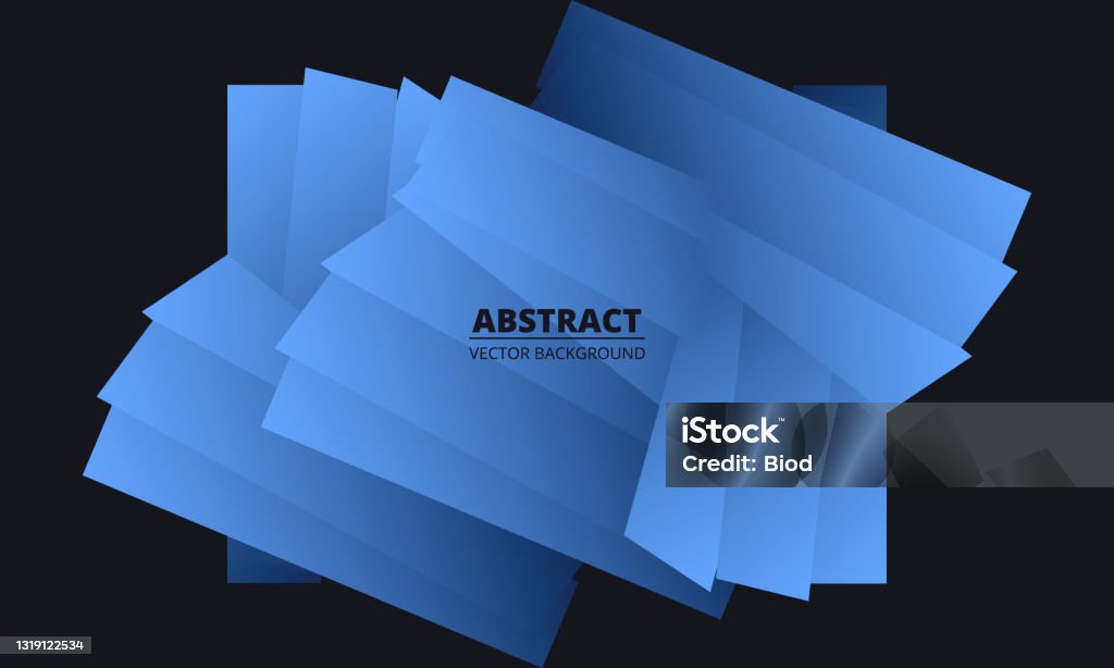 Black Abstract 3d Background With Blue Geometric Shapes Stock